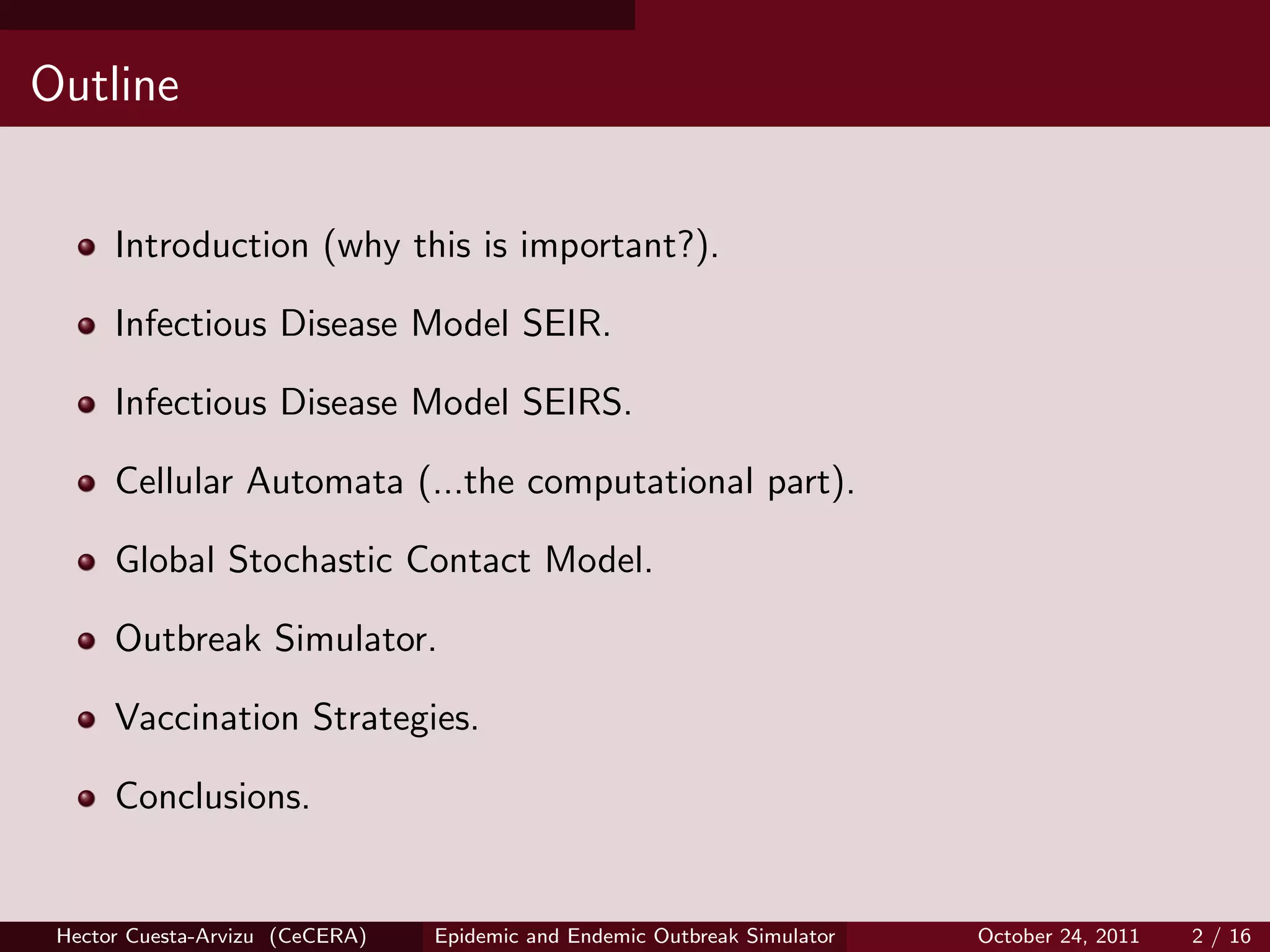 Outbreak Simulator First Presentation | PDF