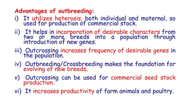 Outbreeding.pptx | Genetics | Science