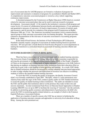 Outcome based education and student learning in managerial | PDF