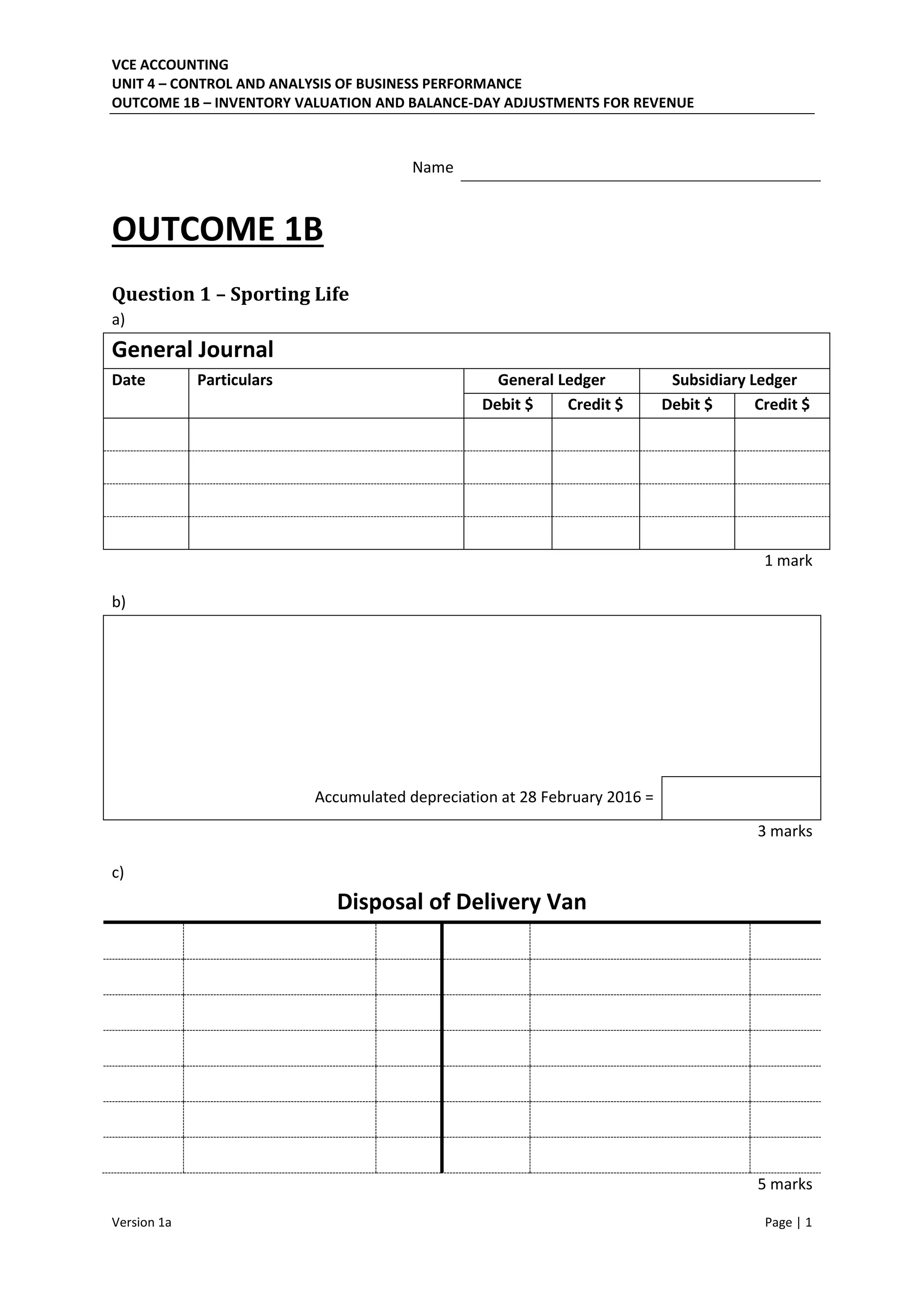 Unit 4 Outcome 1B - Answer Booklet v1a | PDF