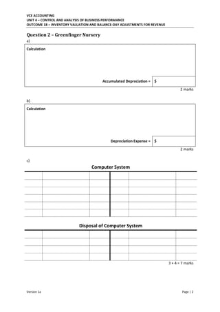 Unit 4 Outcome 1B - Answer Booklet v1a | PDF