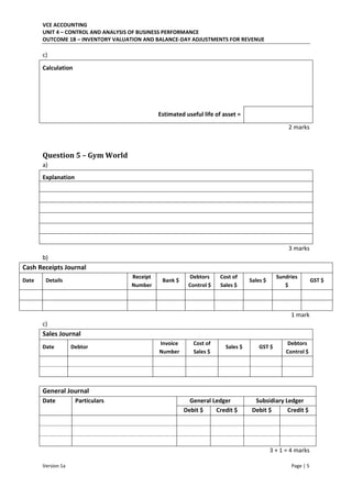 Unit 4 Outcome 1B - Answer Booklet v1a | PDF