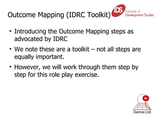 Outcome mapping illustrated by game | PPT
