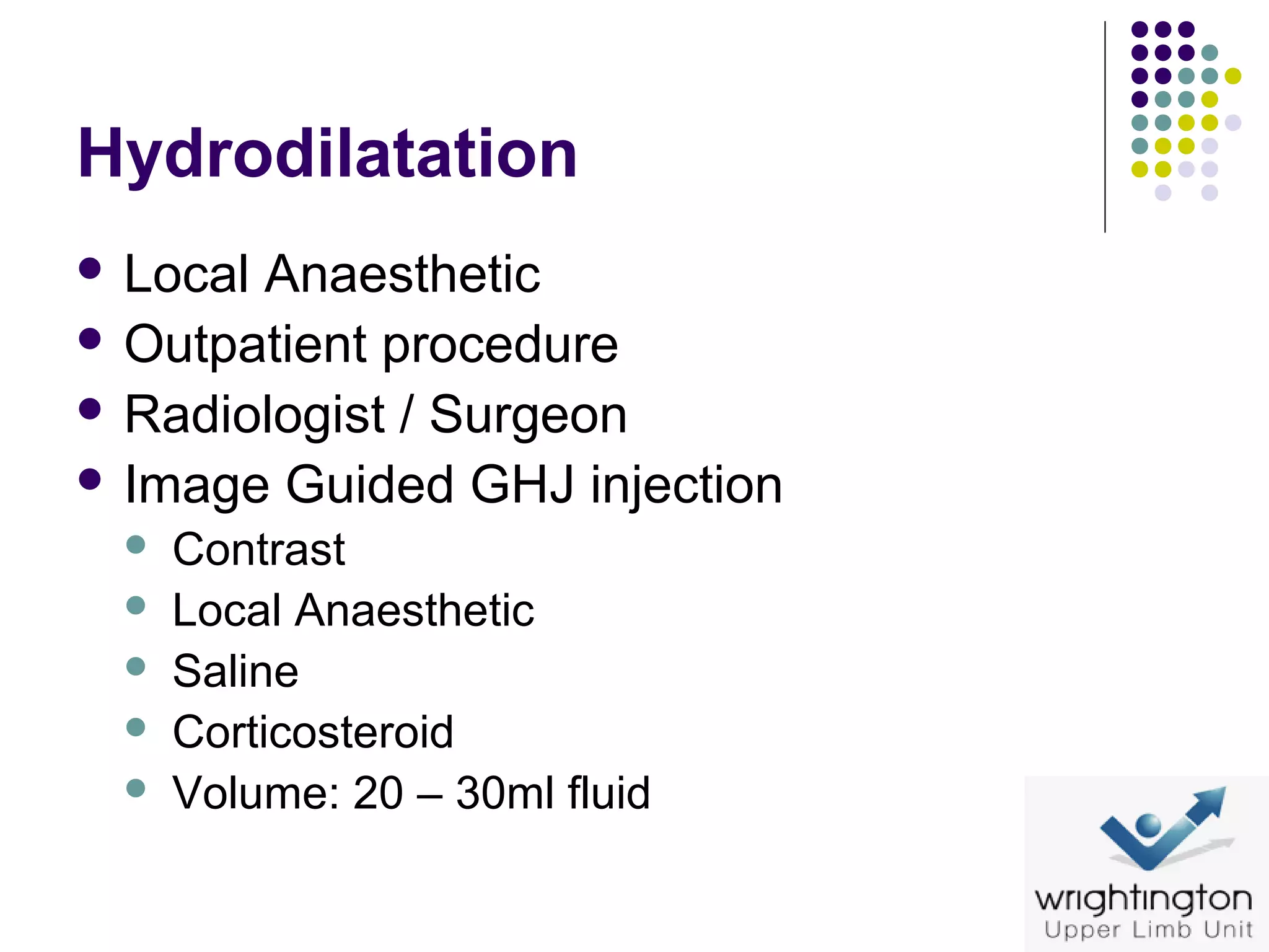 Hydrodilatation for frozen shoulder | PPT