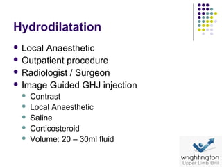 Hydrodilatation for frozen shoulder | PPT | Injuries | Diseases and ...