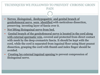 Outcome of lichtensteine hernioplasty | PPTX