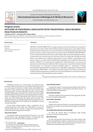 Outcome of pneumonia associated with traditional child rearing ...
