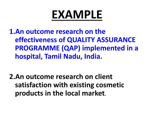 OUTCOME RESEARCH | PPTX