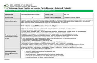 Outcomes based teaching learning plan (obtlp) elementary statistics ...