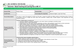 Outcomes based teaching learning plan (obtlp) number theory 2 | DOCX