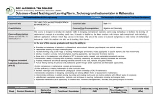 Outcomes based teaching learning plan (obtlp) technology and instrumentation in mathematics | DOCX