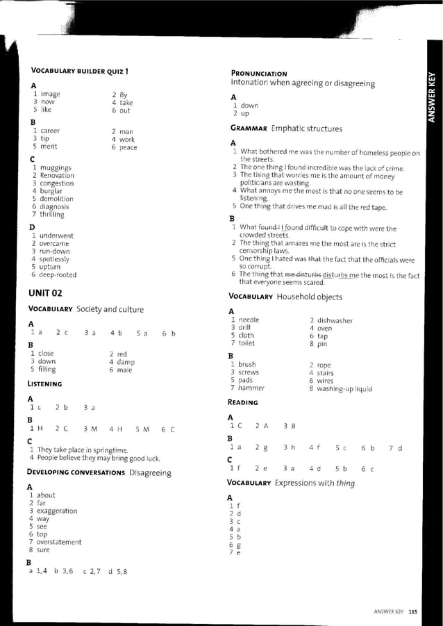 Outcomes advanced student´s book units 1 5 key | PDF