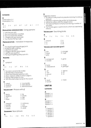 Outcomes advanced student´s book units 1 5 key | PDF