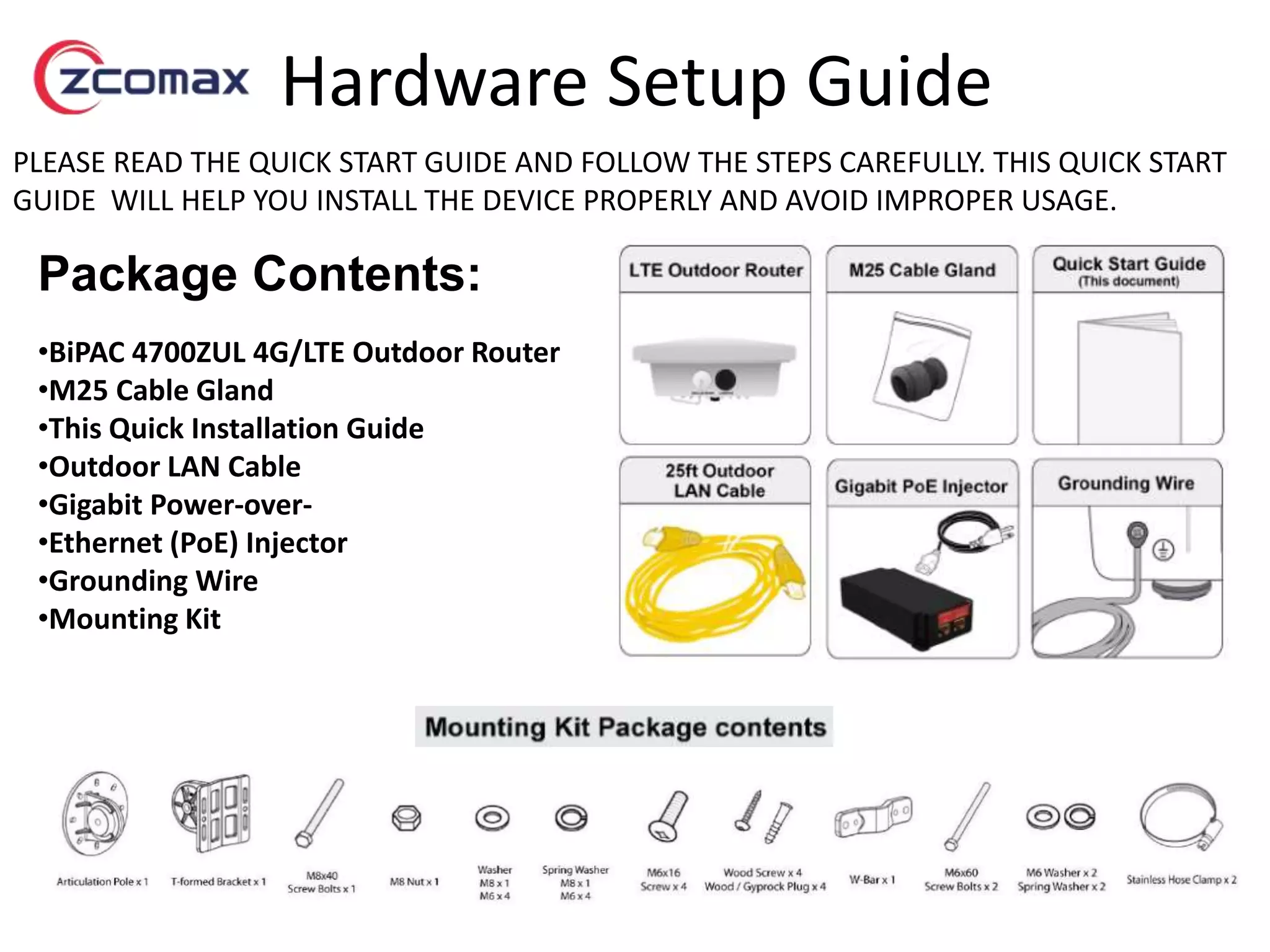 Outdoor 4G LTE CPE Installation Guide | PPTX