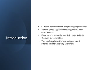 What Are the Best Outdoor Screens for Events in Perth? | PPTX
