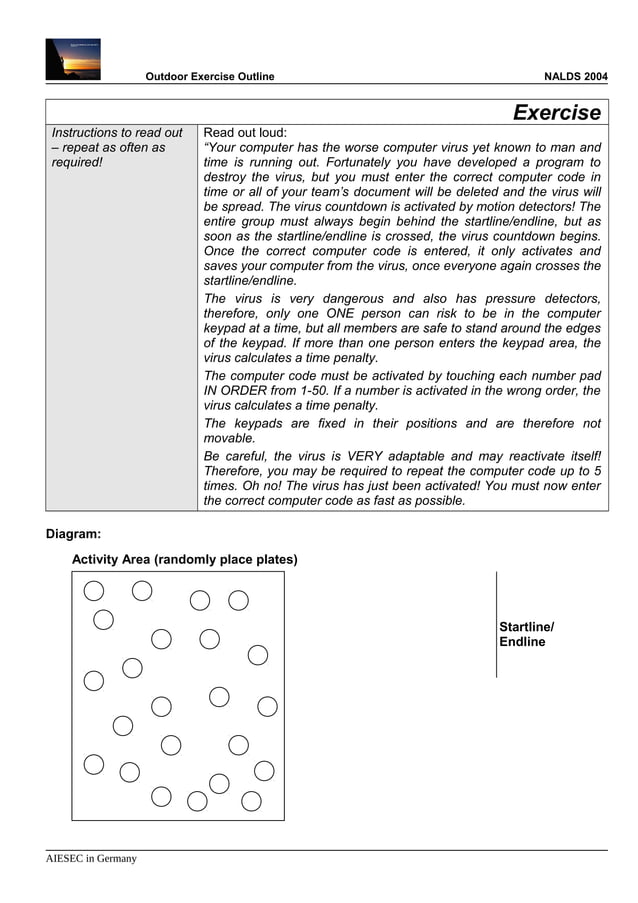 Outdoor exercise outline nalds 2004 computer code | DOC