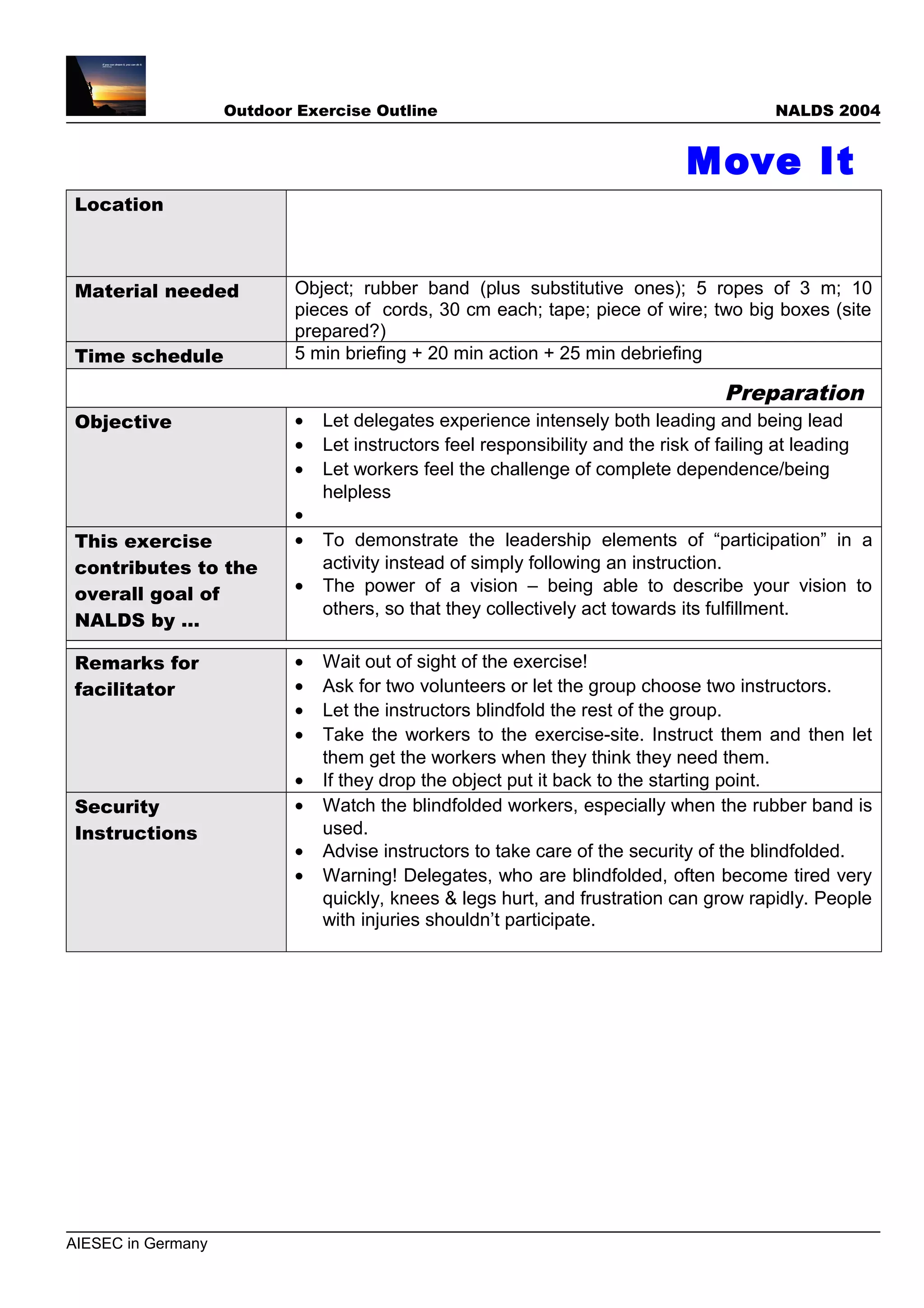Outdoor exercise outline nalds 2004 move it | PDF | Free Download