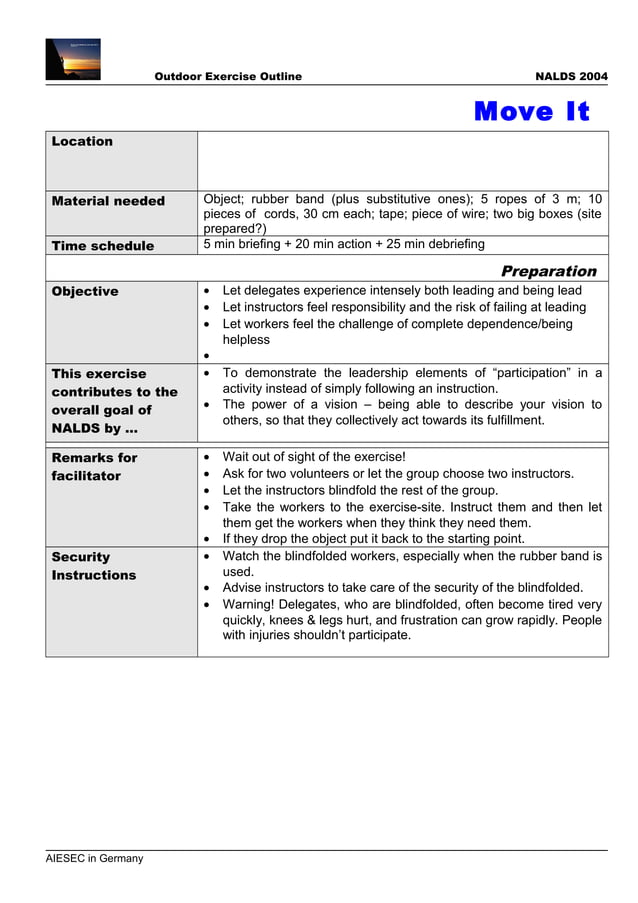 Outdoor exercise outline nalds 2004 move it | PDF | Free Download