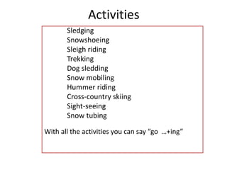 Outdoor free time activities | PPTX