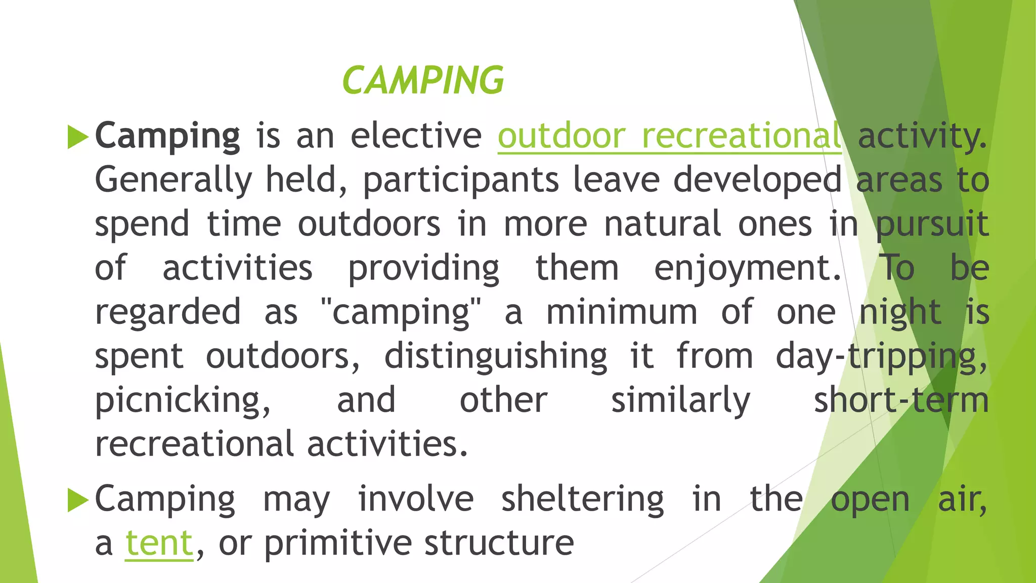 Outdoor recreational activities | PPTX