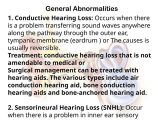 outer and middle ear functions in auditory processes, abnormalities ...