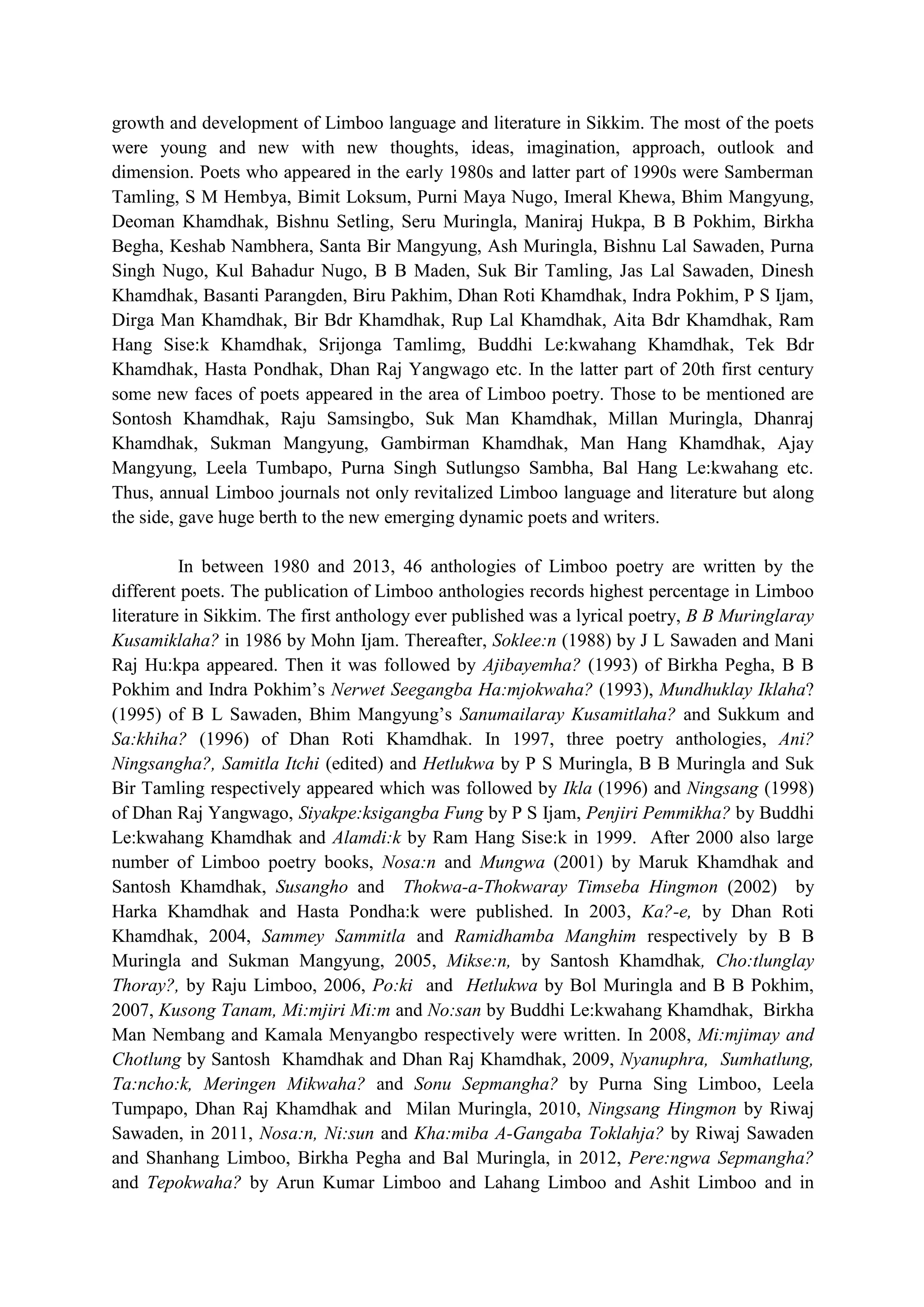 Outgrowth of written limboo poetry in Sikkim | PDF