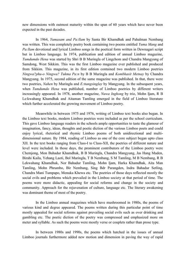 Outgrowth of written limboo poetry in Sikkim | PDF