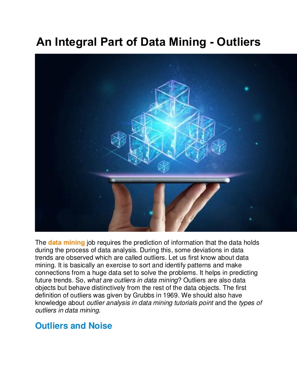 Outlier Analysis In Data Mining Pdf