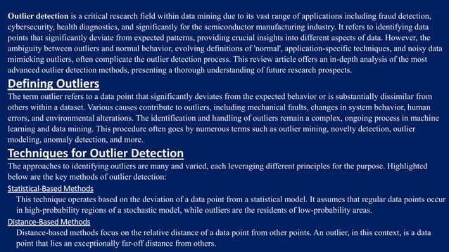 Outlier Detection in Data Mining An Essential Component of ...