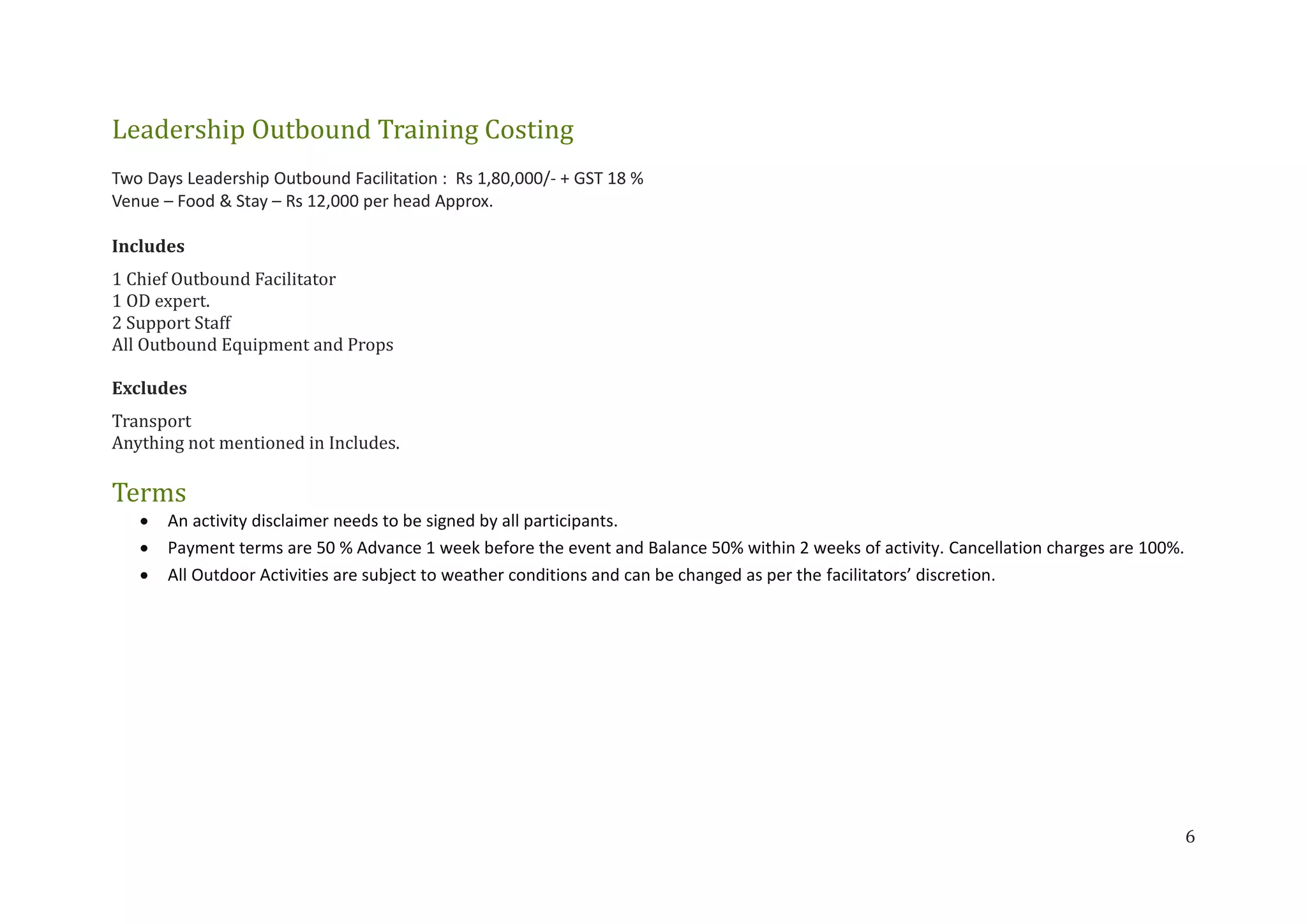 Outlife Proposal Outbound Leadership Development Program | PDF