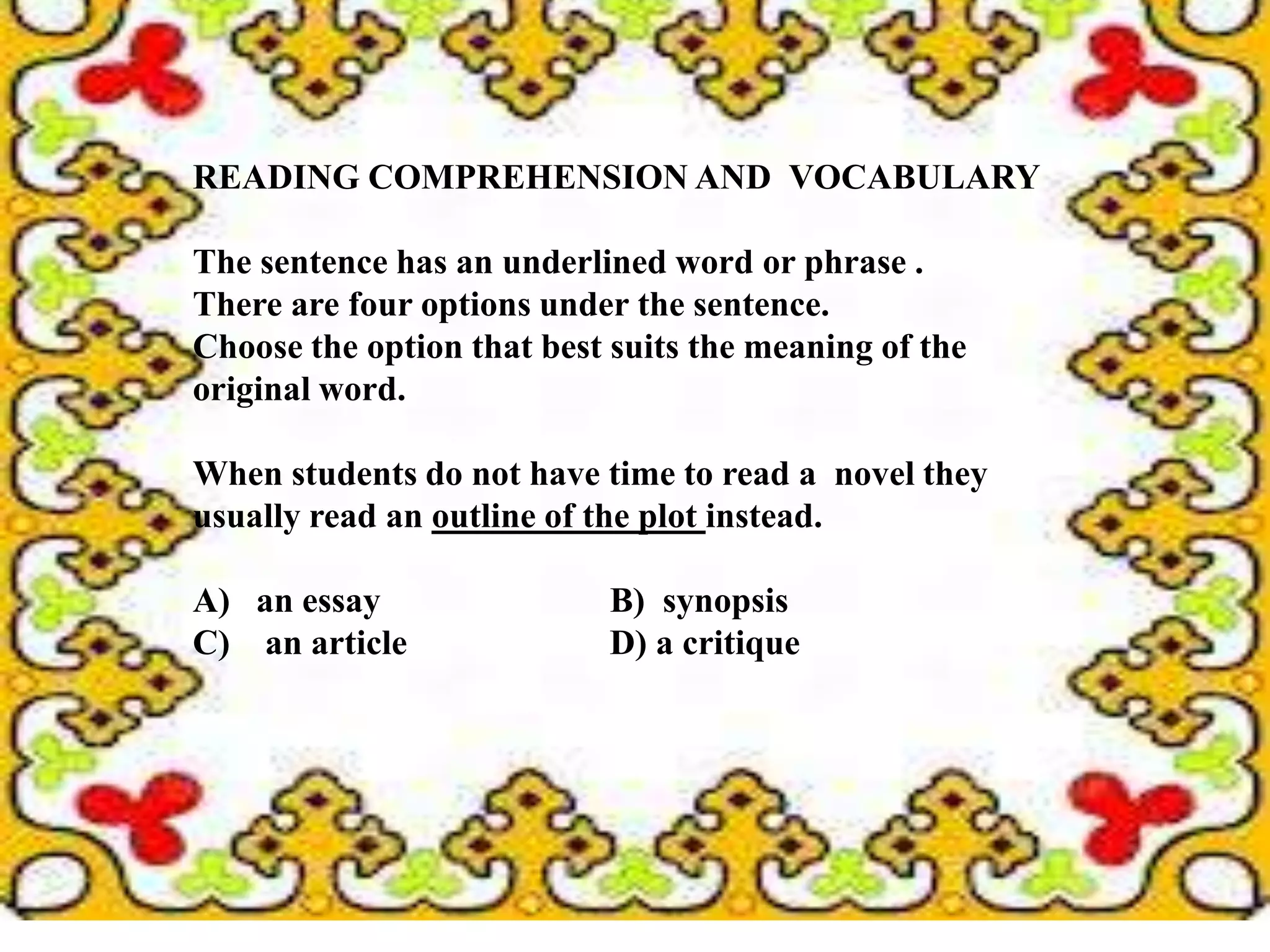 TOEFL VOCABULARY | PPTX