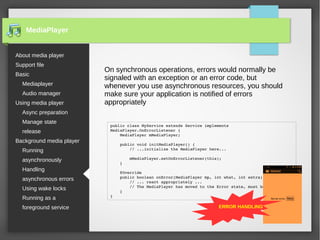 Introducing Android Media Player | ODP | Digital Audio | Computer Software and Applications