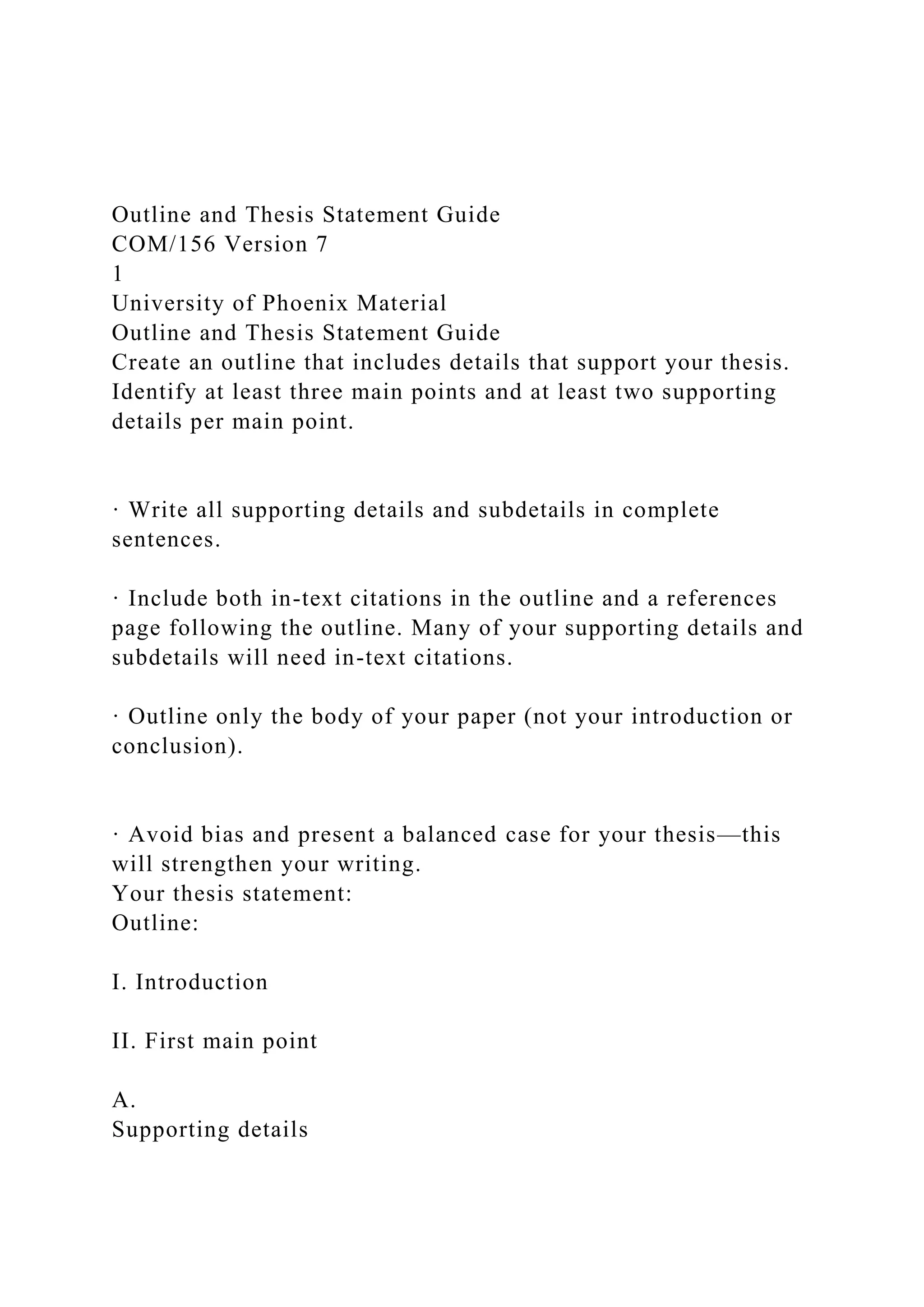 Outline and Thesis Statement GuideCOM156 Version 71Univer.docx | Law