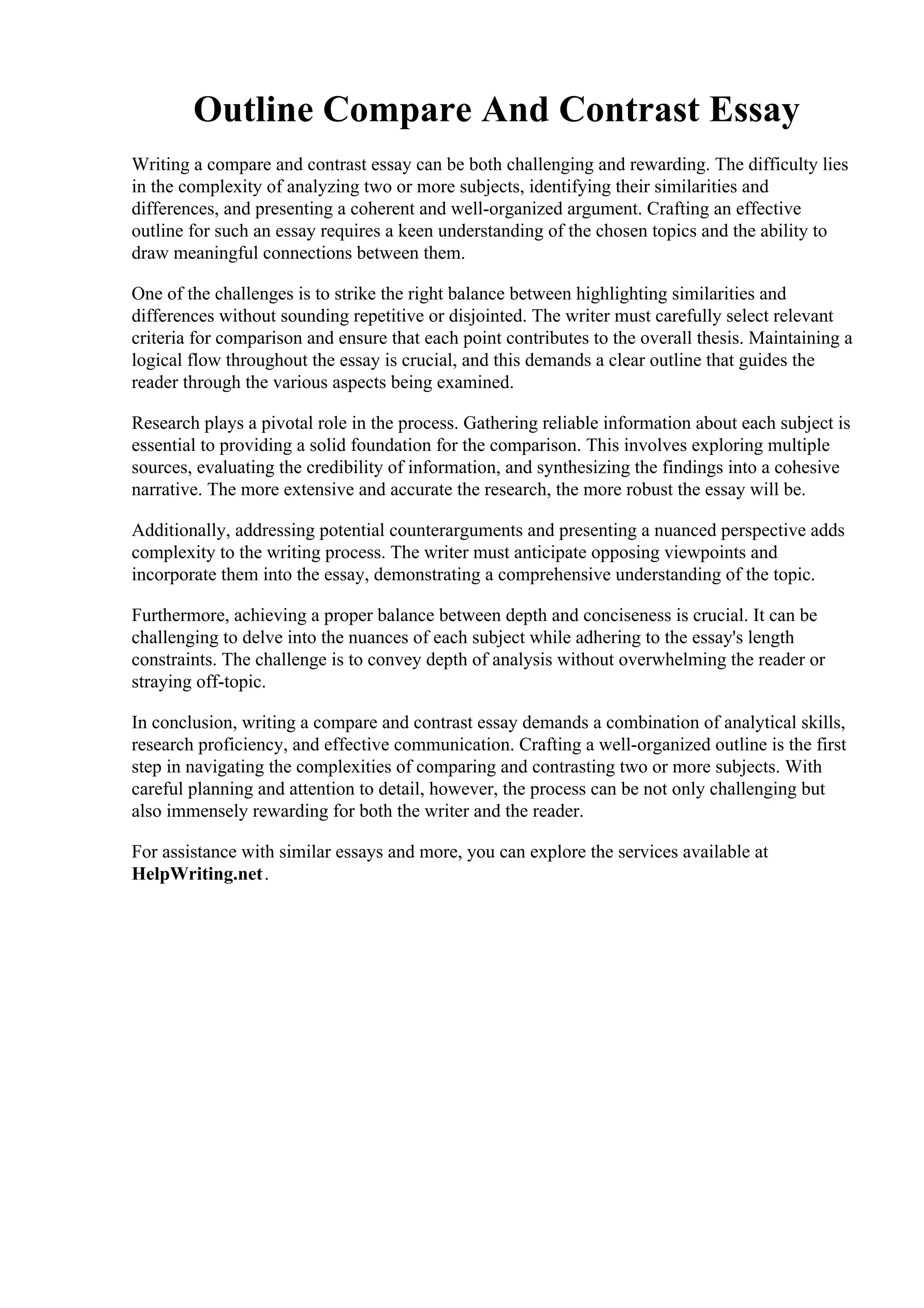 Outline Compare And Contrast Essay.pdf