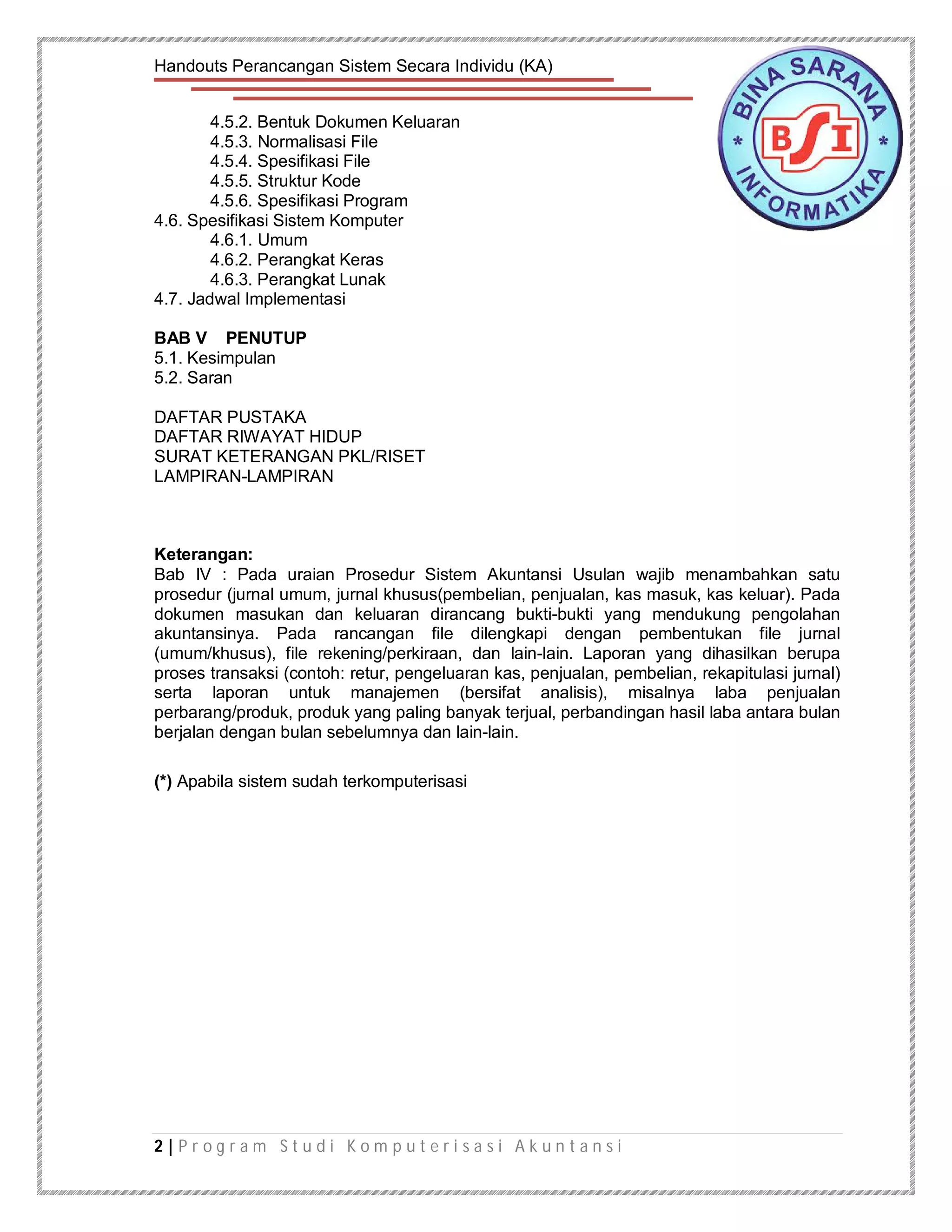 Outline Perancangan Sistem | PDF