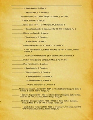Outline Descendant Report for Adamo-Scozzari | PDF