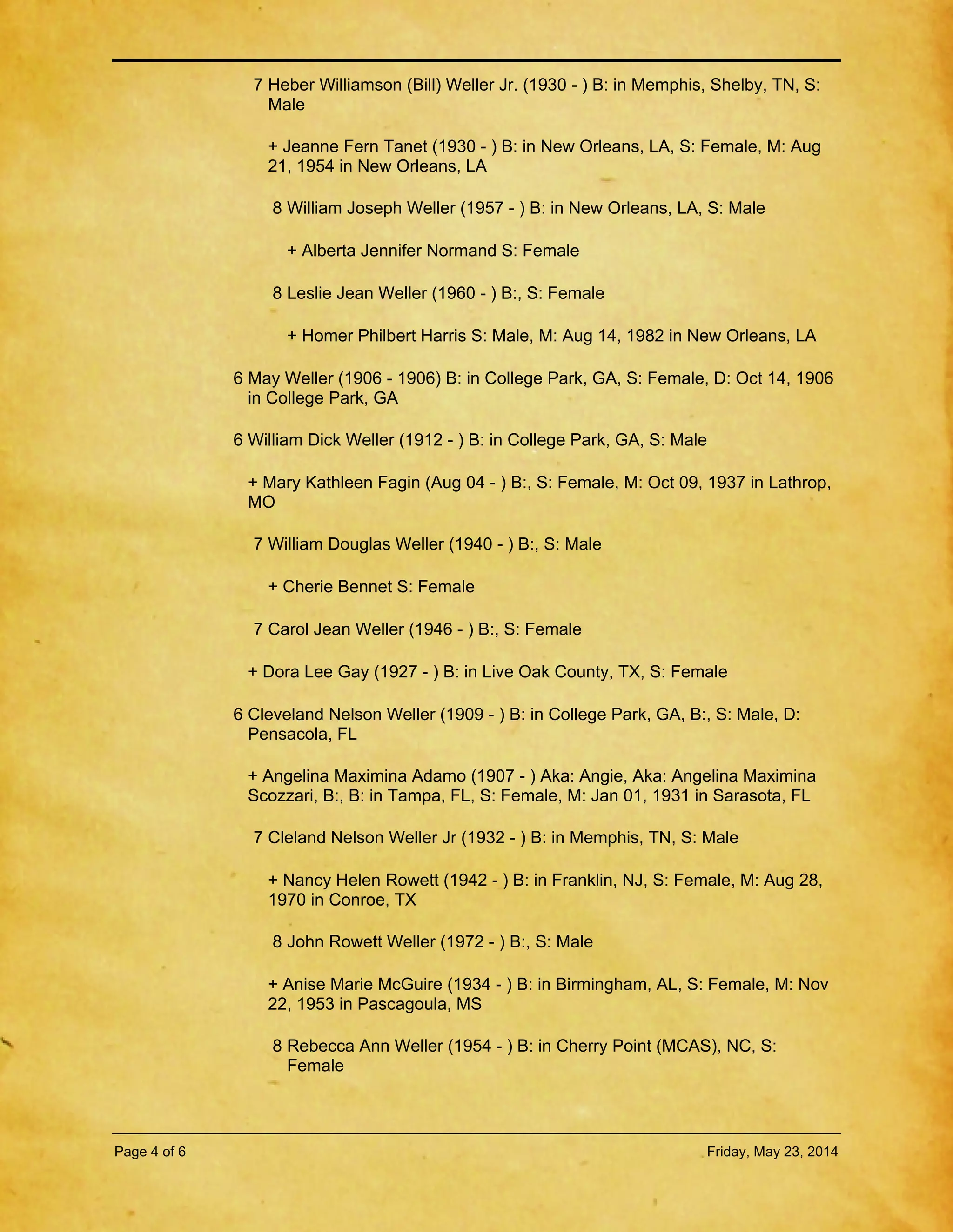 Outline descendant report andrew weller | PDF
