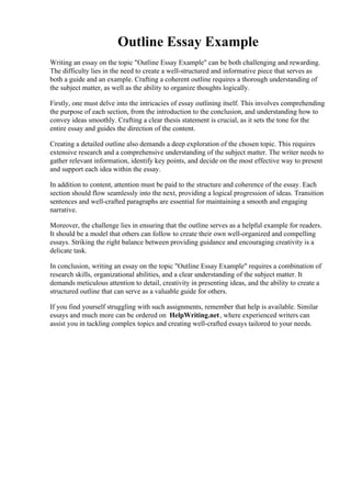 Outline Essay Example. Essay Outline Template amp; Tips | PDF