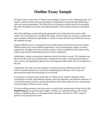 Outline Essay Sample | PDF | Homework and Study | Education
