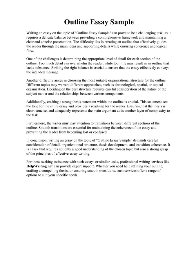 Outline Essay Sample | PDF