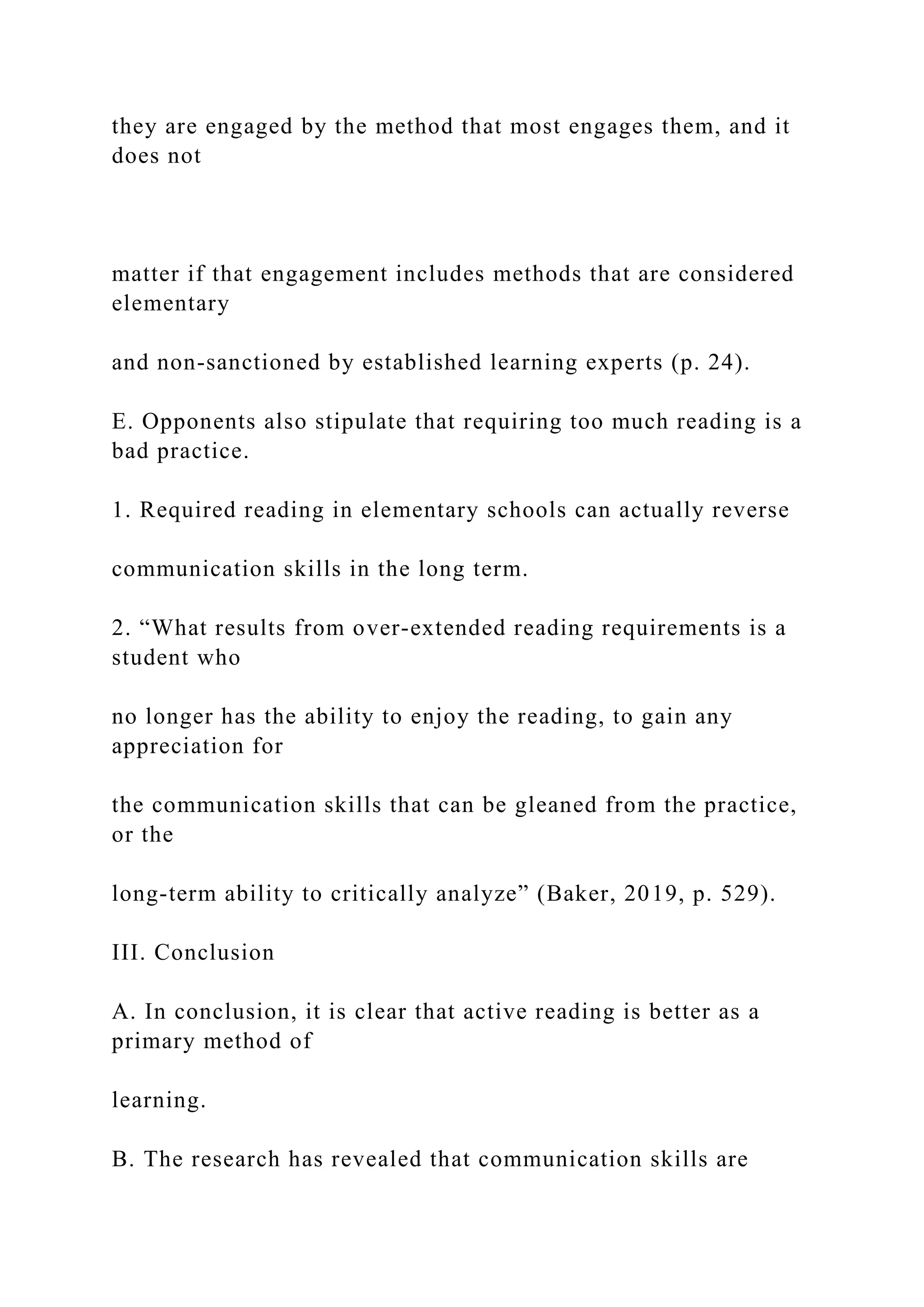 OUTLINE EXAMPLE #2 Thesis Active reading should be a p.docx
