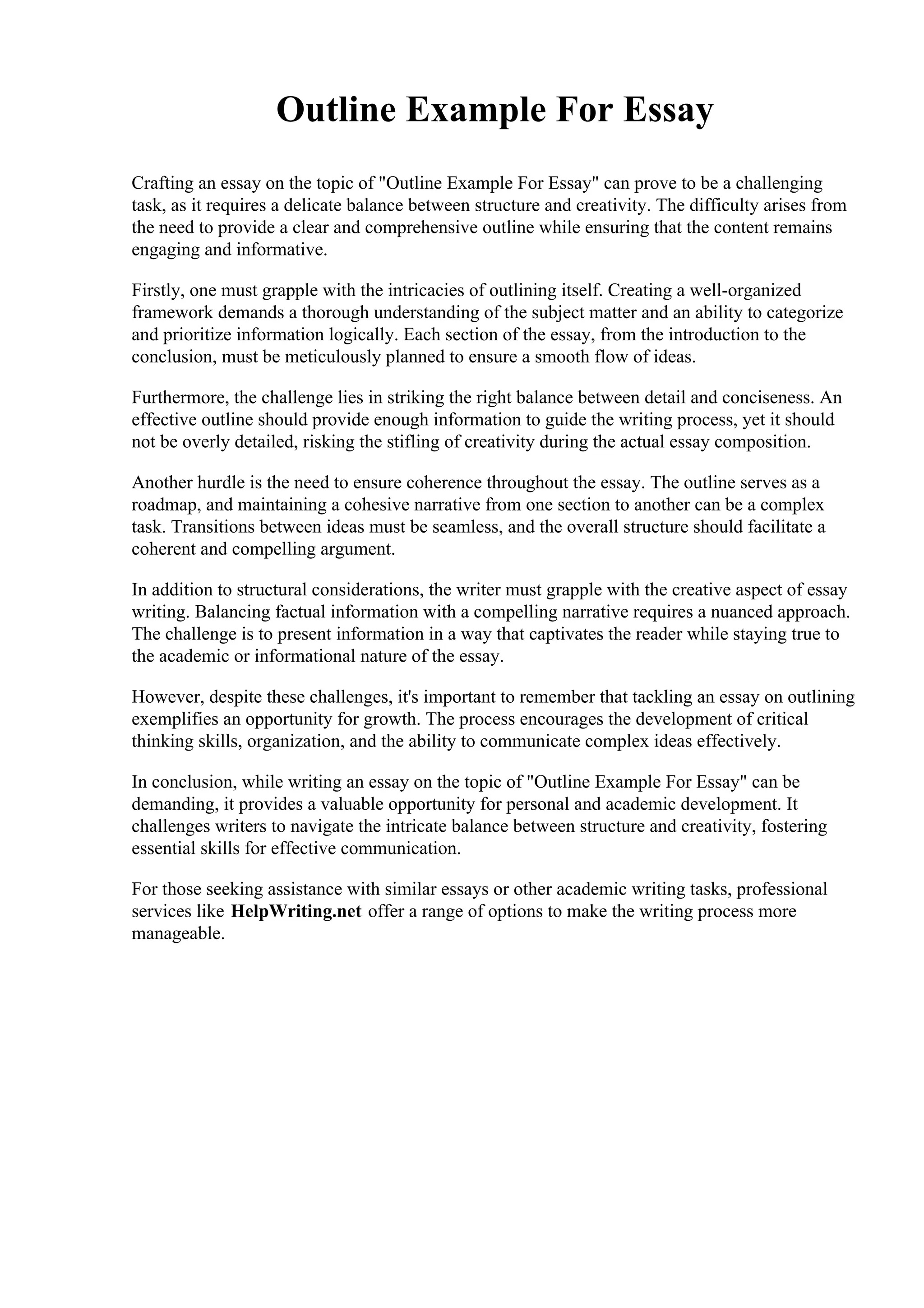 Outline Example For Essay | PDF