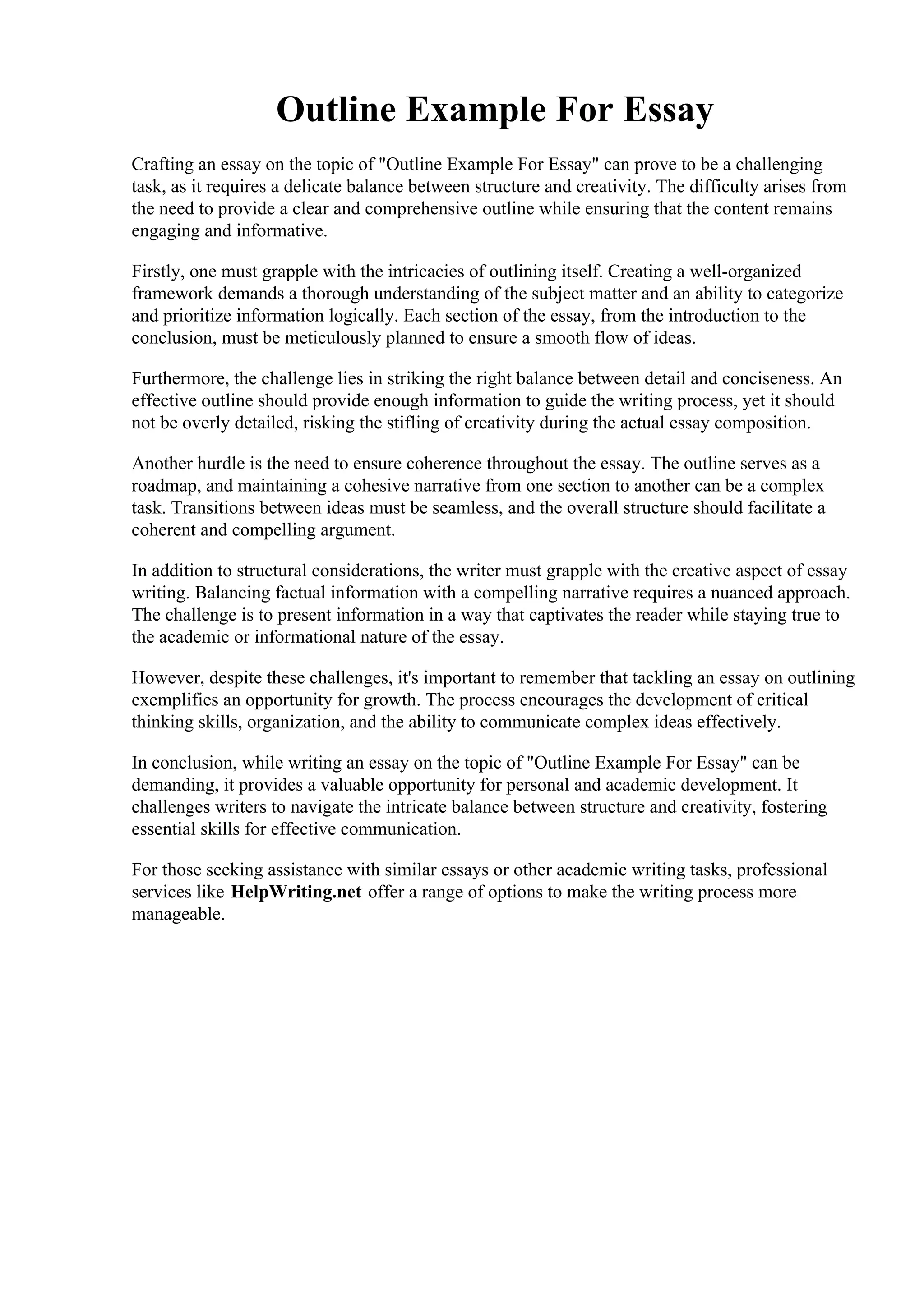 Outline Example For Essay. 37 Outstanding Essay Outline Templates ...