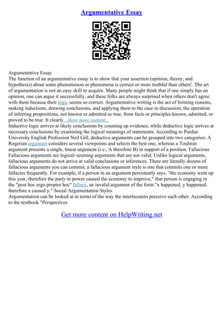 Outline For A Argumentative Essay | PDF | College Planning | College ...