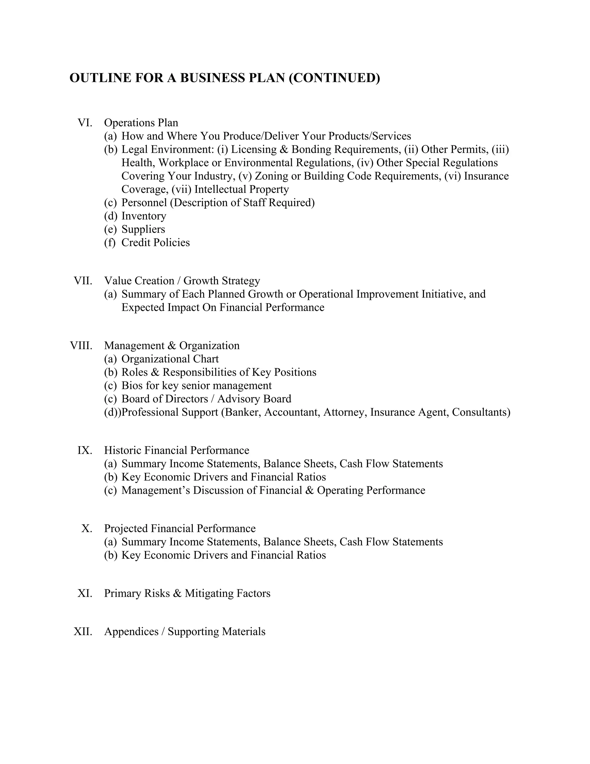 Outline for a business plan (revised) | PDF | Business Accounting & Finance | Business