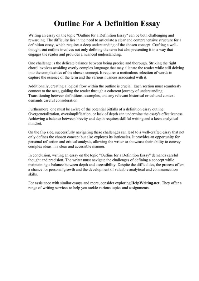 Outline For A Definition Essay.pdfOutline For A Definition Essay. Essay ...