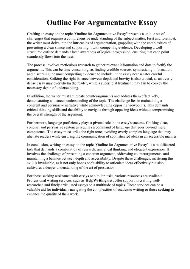 Outline For Argumentative Essay. Argumentative Essay Outline Blank ...