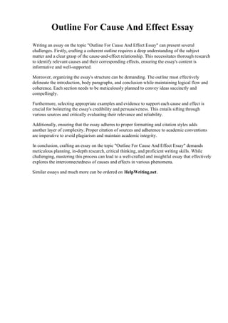 Outline For Cause And Effect Essay.pdf | Homework and Study | Education