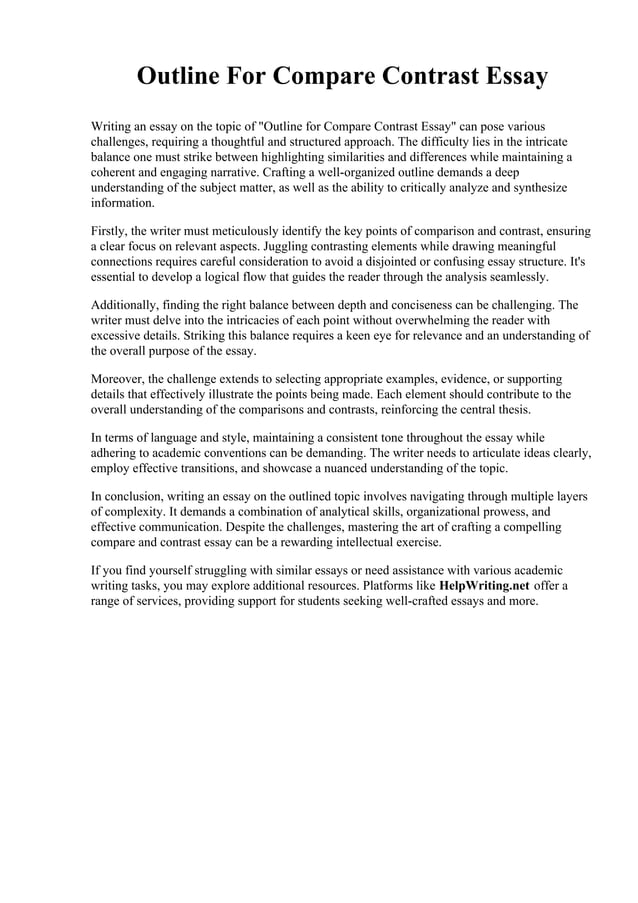 Outline For Compare Contrast Essay | PDF