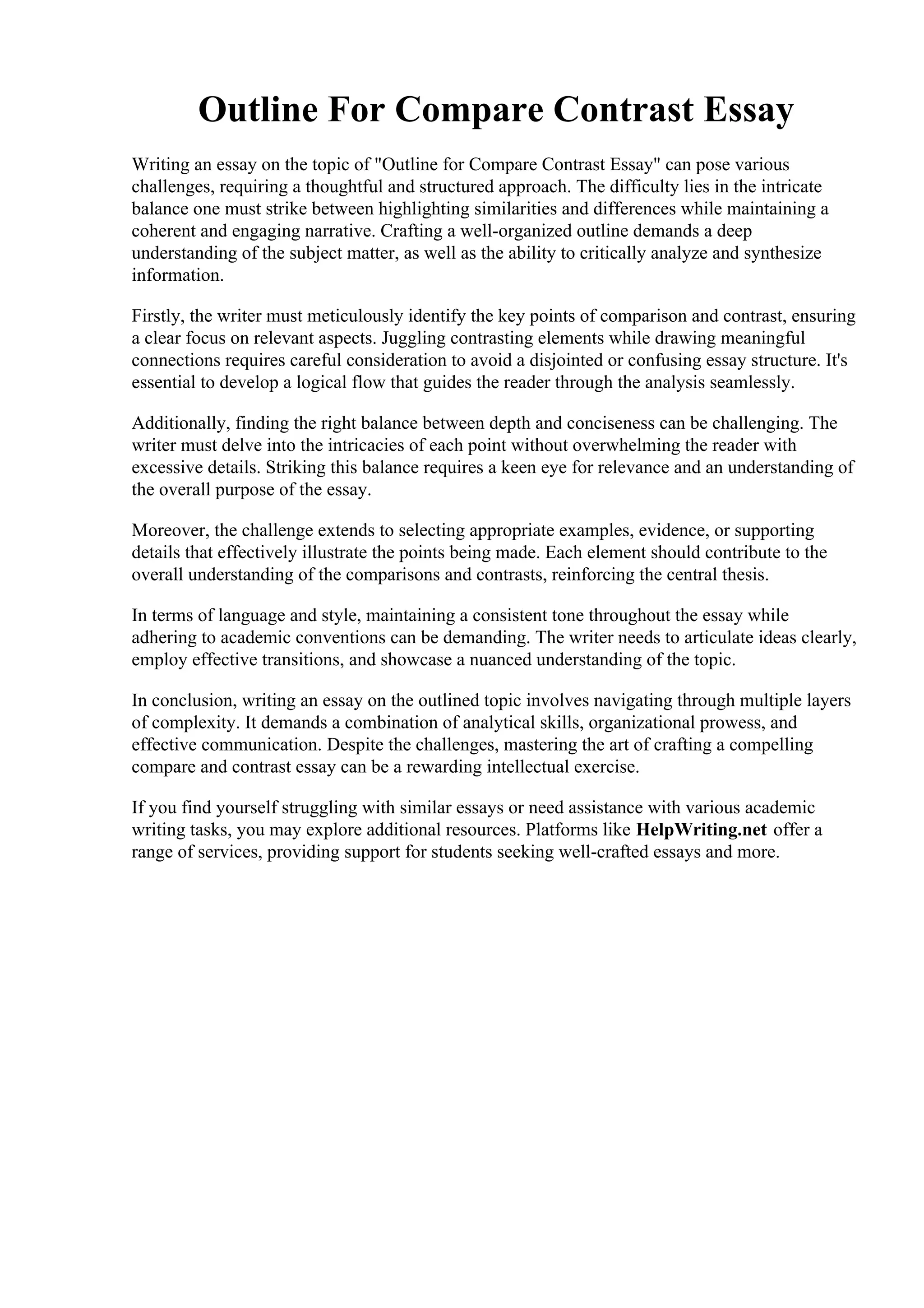 Outline For Compare Contrast Essay. Compare Contrast Storyboard by ...